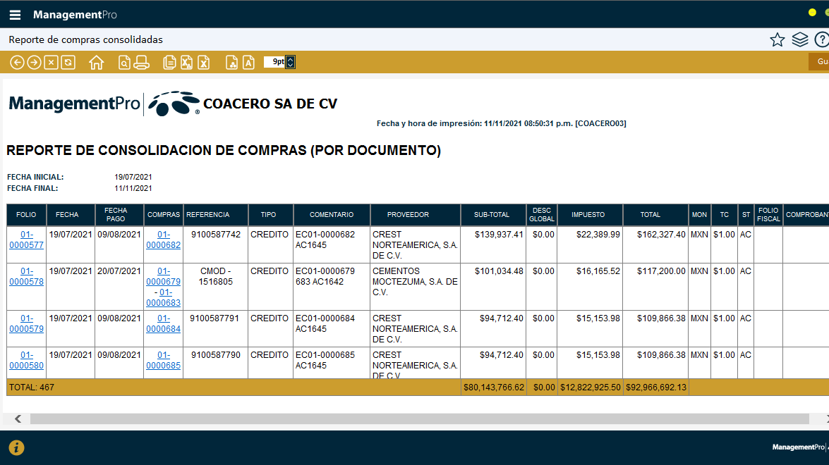 Reporte de compras consolidadas con el UUID | LilyGonzalez